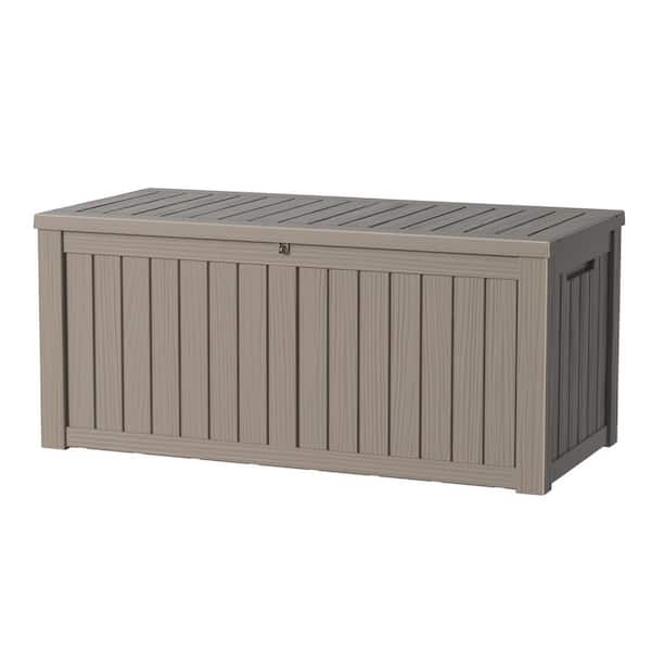 Lycvki 120 Gal. Brown Resin Outdoor Waterproof UV-Resistant Storage ...