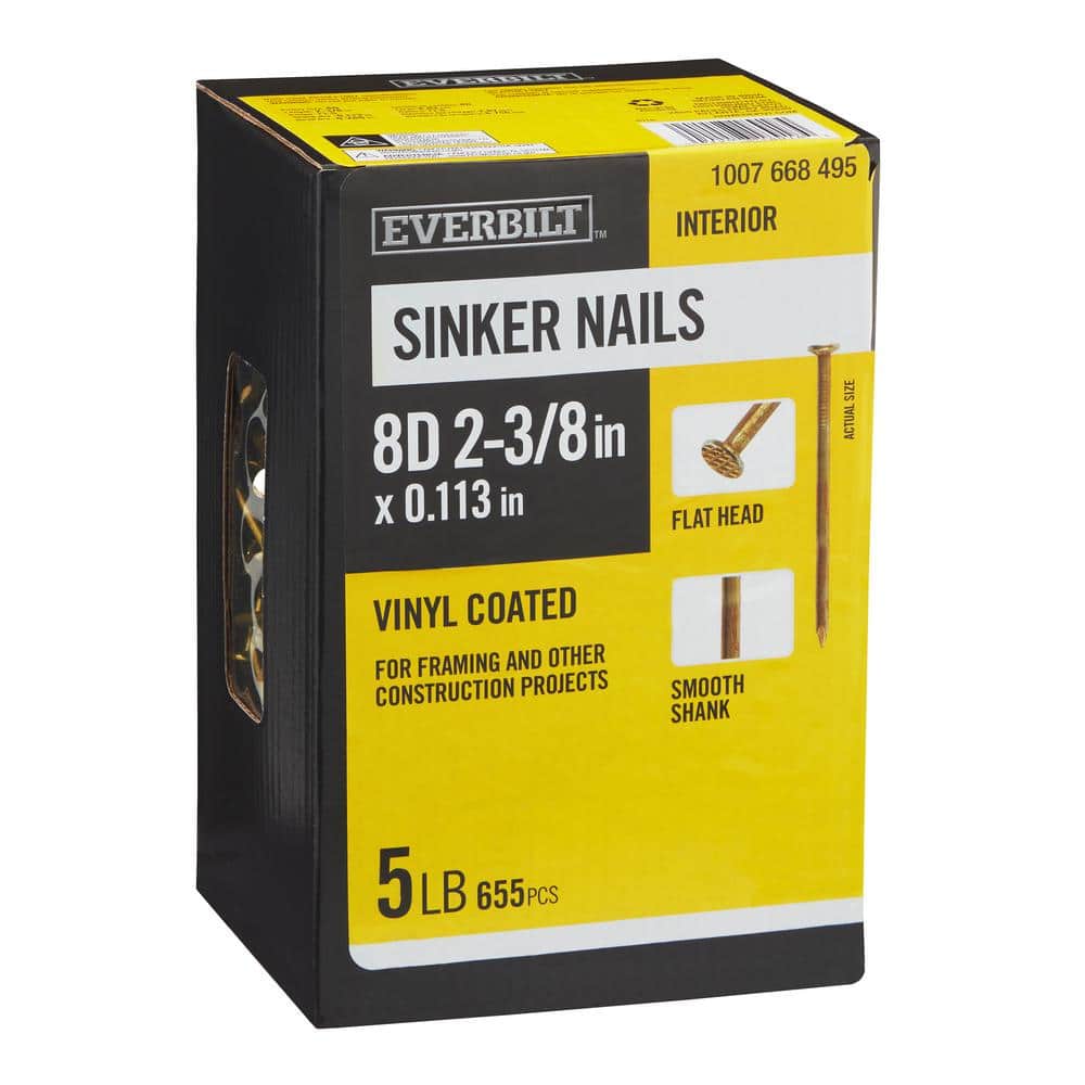 Everbilt 2-3/8 in. x 8D Vinyl Coated Non-Collated Sinker Framing Nails ...
