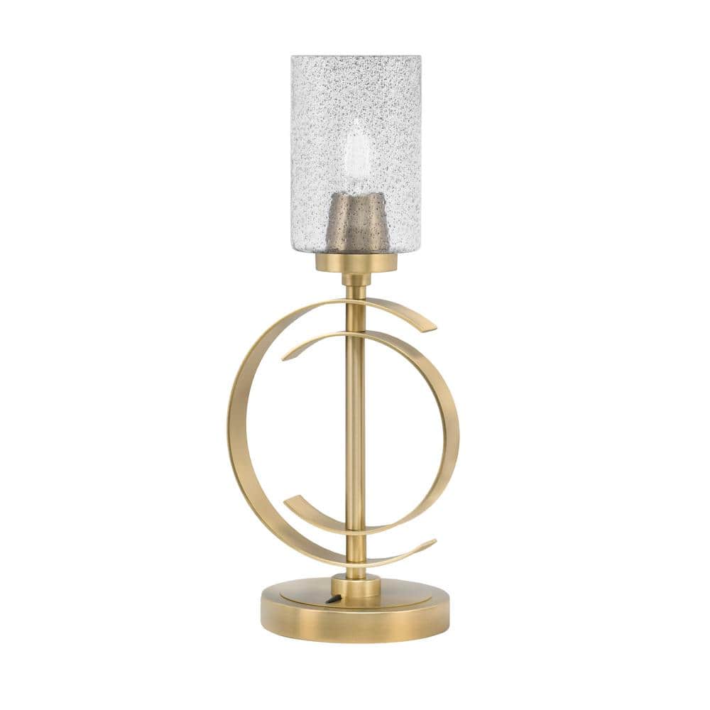 Delgado 17.25 in. New Age Brass Piano Desk Lamp with Smoke Bubble Glass ...