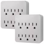 GE 6-Outlet Wall Plug Adapter Power Strip, Black (2-Pack) 47876-P1