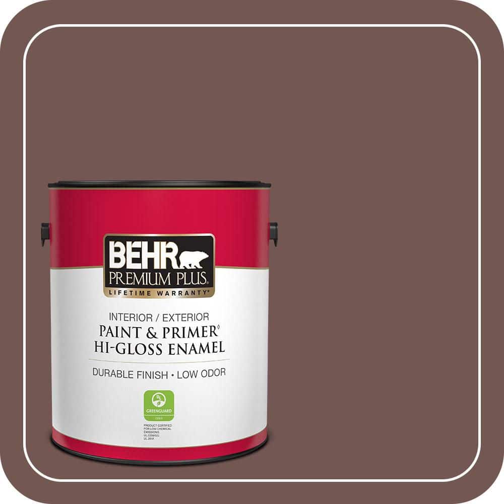 BEHR PREMIUM PLUS 1 gal. #180F-6 Brown Ridge Hi-Gloss Enamel Interior ...