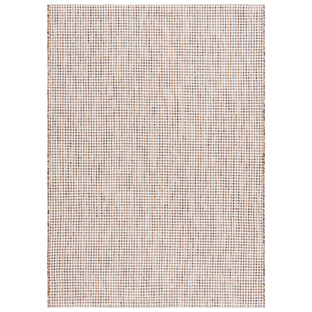 SAFAVIEH Courtyard Ivory Gray/Rust 5 ft. x 8 ft. Woven Geometric Indoor ...