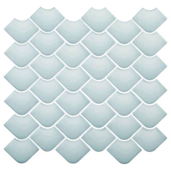 ANDOVA Scala Mira Blue 2-in. x 3-in. Fish Scale Upcycled Satin Glass ...