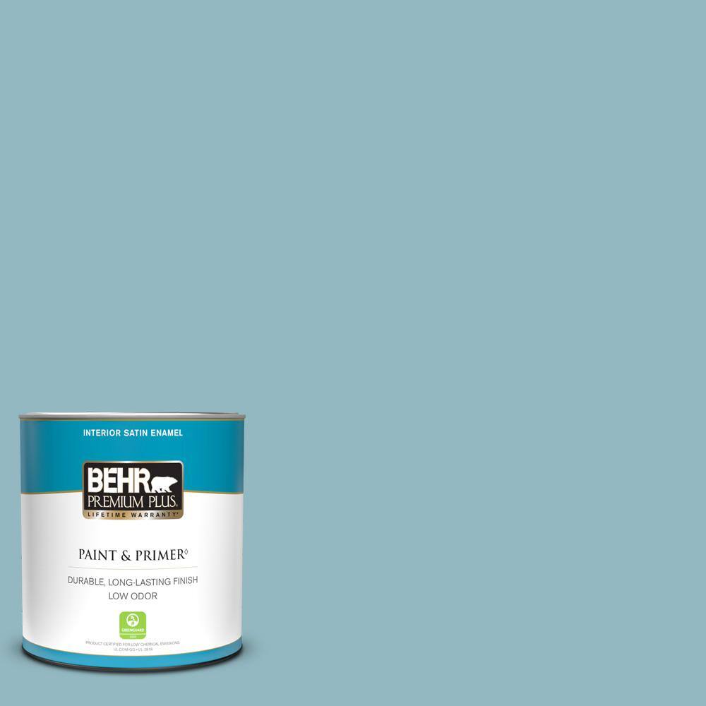 BEHR PREMIUM PLUS 1 qt. #PPU13-09 Tahoe Blue Satin Enamel Low Odor ...