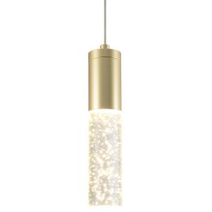 MAXAM 1-Light Golden Integrated LED Mini Pendant Light Bubble Crystal ...