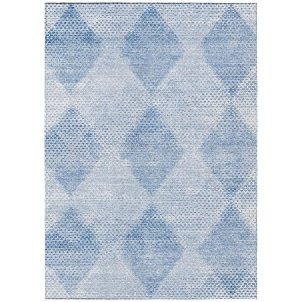 HomeRoots Blue 9 ft. x 12 ft. Woven Geometric Rectangle Indoor/Outdoor ...