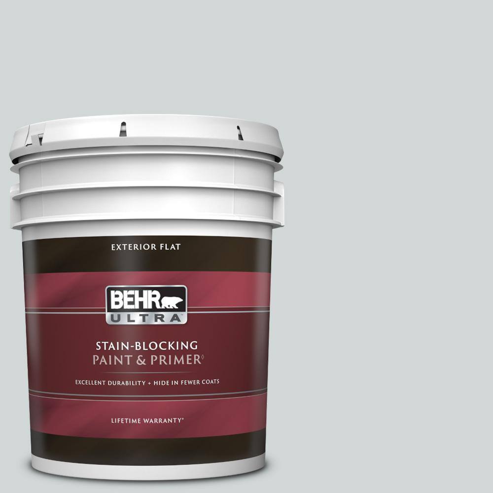 BEHR ULTRA 5 gal. #750E-2 Twilight Gray Flat Exterior Paint & Primer ...