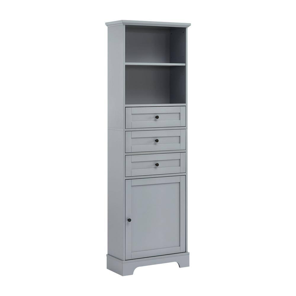 EPOWP 22 in. W x 10 in. D x 69 in. H Grey Wood Freestanding Linen ...
