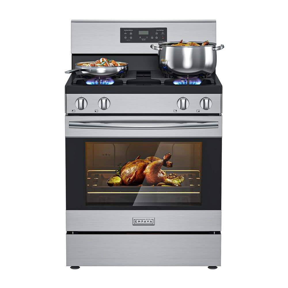 Empava 30 in. Natural Gas Range with 4 Burners, Single Oven, 18K BTU ...