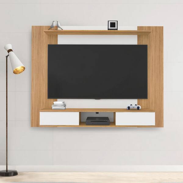 HOMESTOCK Natural Multi-Storage Wall Media Center for 70 in. TVs ...