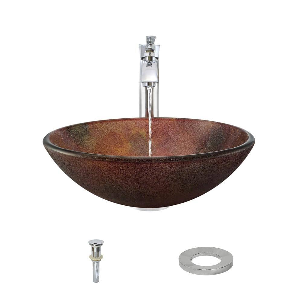 MR Direct Glass Vessel Sink in Multi-Color Frost with 726 Faucet and ...
