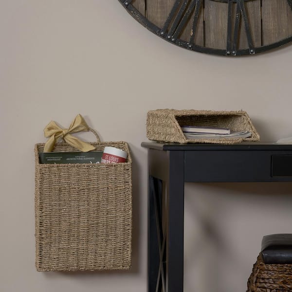 HOUSEHOLD ESSENTIALS Seagrass Wicker Wall Basket Set ML-5613 - The Home ...