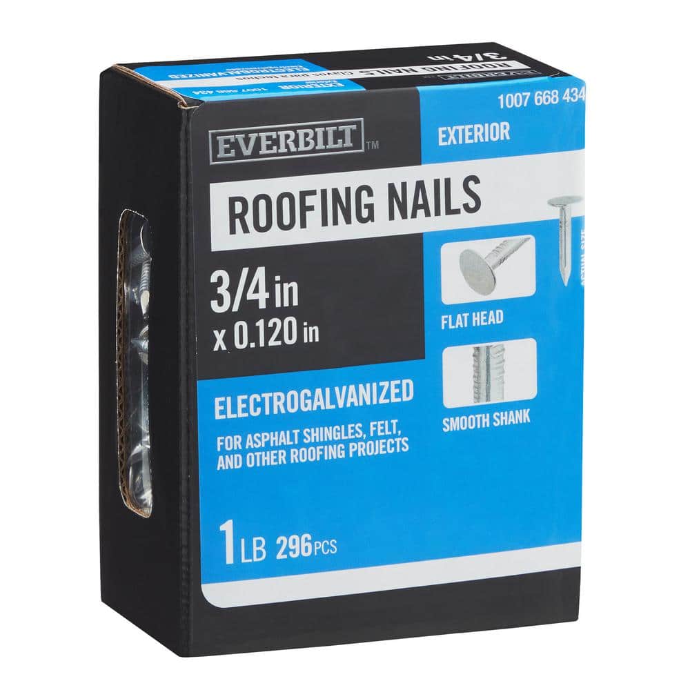 Everbilt 3/4 in. x 0.120 in. Electro-Galvanized Non-Collated Roofing ...
