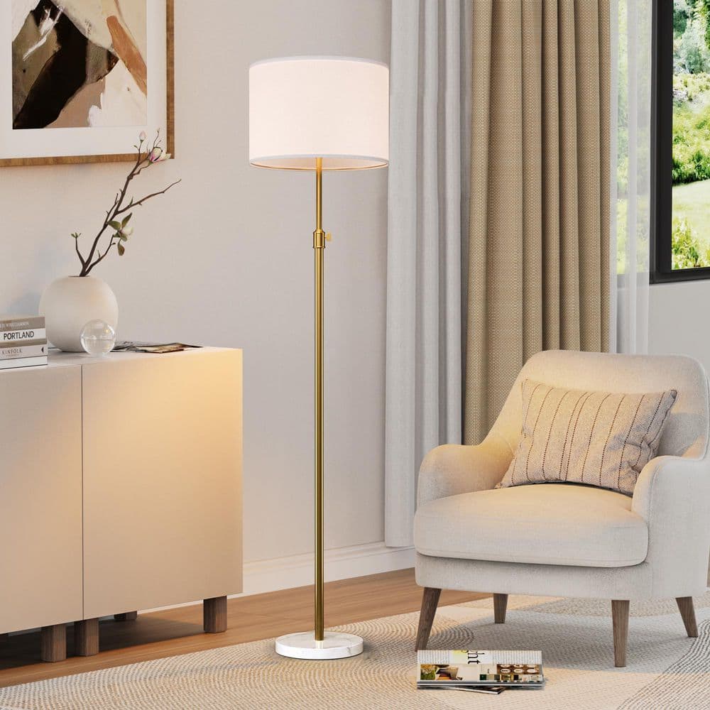 Maxax 67.8 in. White Modern Dimmable 1-Light Standard Living Room ...