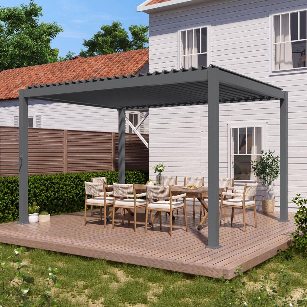 JOYESERY 10 ft. x 13 ft. Modern Aluminum Frame Pergola for Outdoor ...