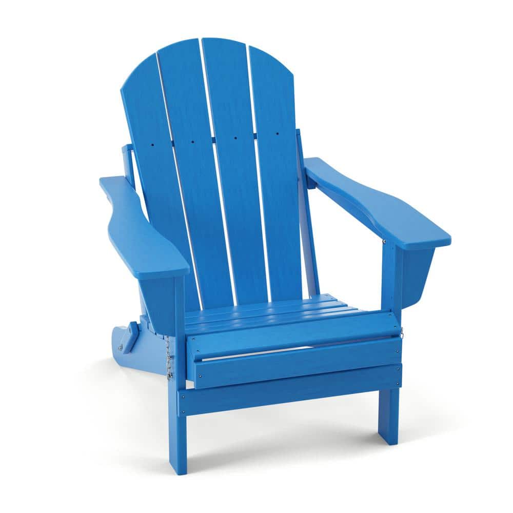 Sudzendf Blue HDPE Plastic Outdoor Folding Adirondack Chair TOUTD645 ...