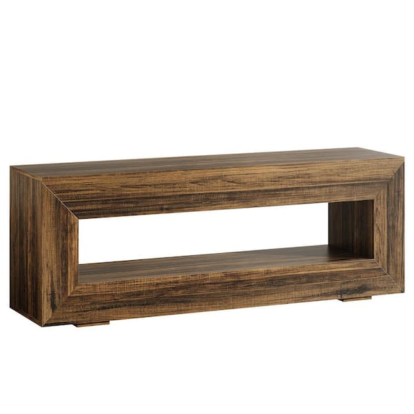 BYBLIGHT Turrella 63 in. Brown Rectangle Engineered Wood Console Table ...