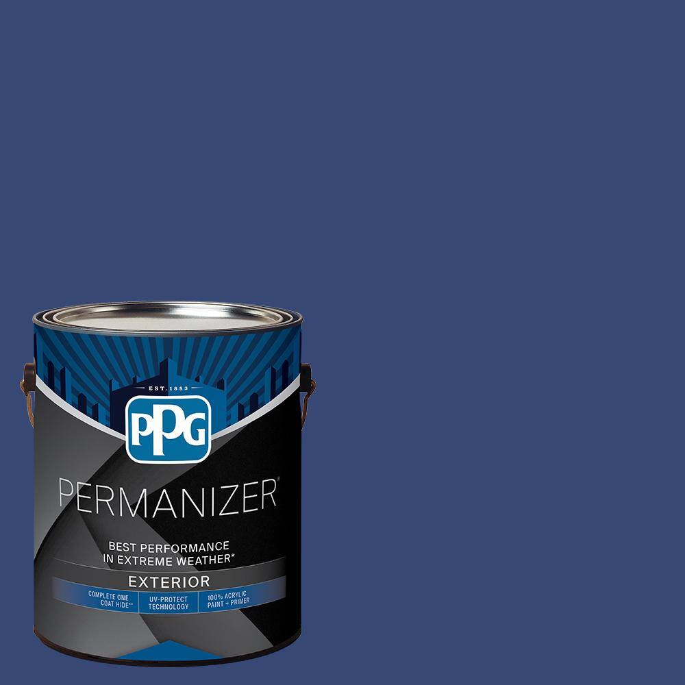 PERMANIZER 1 gal. PPG1166-7 Daring indigo Flat Exterior Paint PPG1166 ...