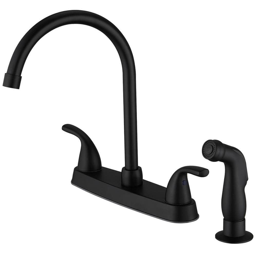 2-Handle Deck-Mount Standard Kitchen Faucet with Pull Out Side Sprayer ...
