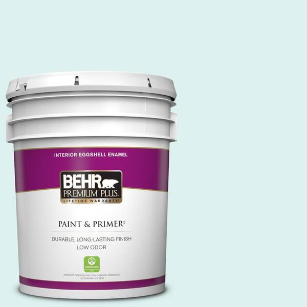 BEHR PREMIUM PLUS 5 gal. #500C-2 Aqua Pura Eggshell Enamel Low Odor ...