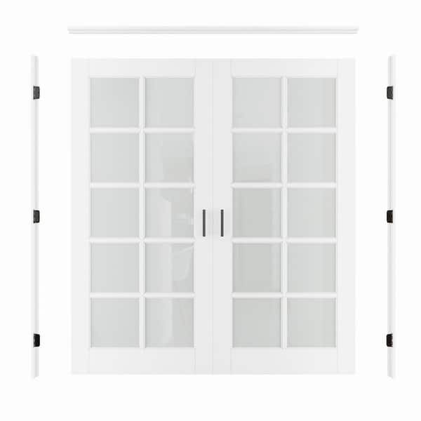 ARK DESIGN 72 in. x 80 in. 10-Lite Frosted Glass Universal Solid ...