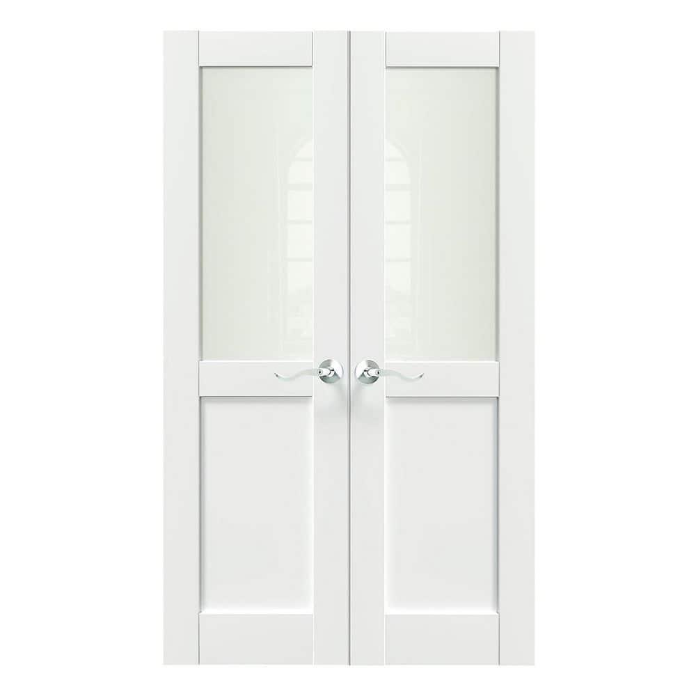 TENONER 48 in. x 80 in. MDF Composite, Primed, White, 1/2 Lite, Frosted ...