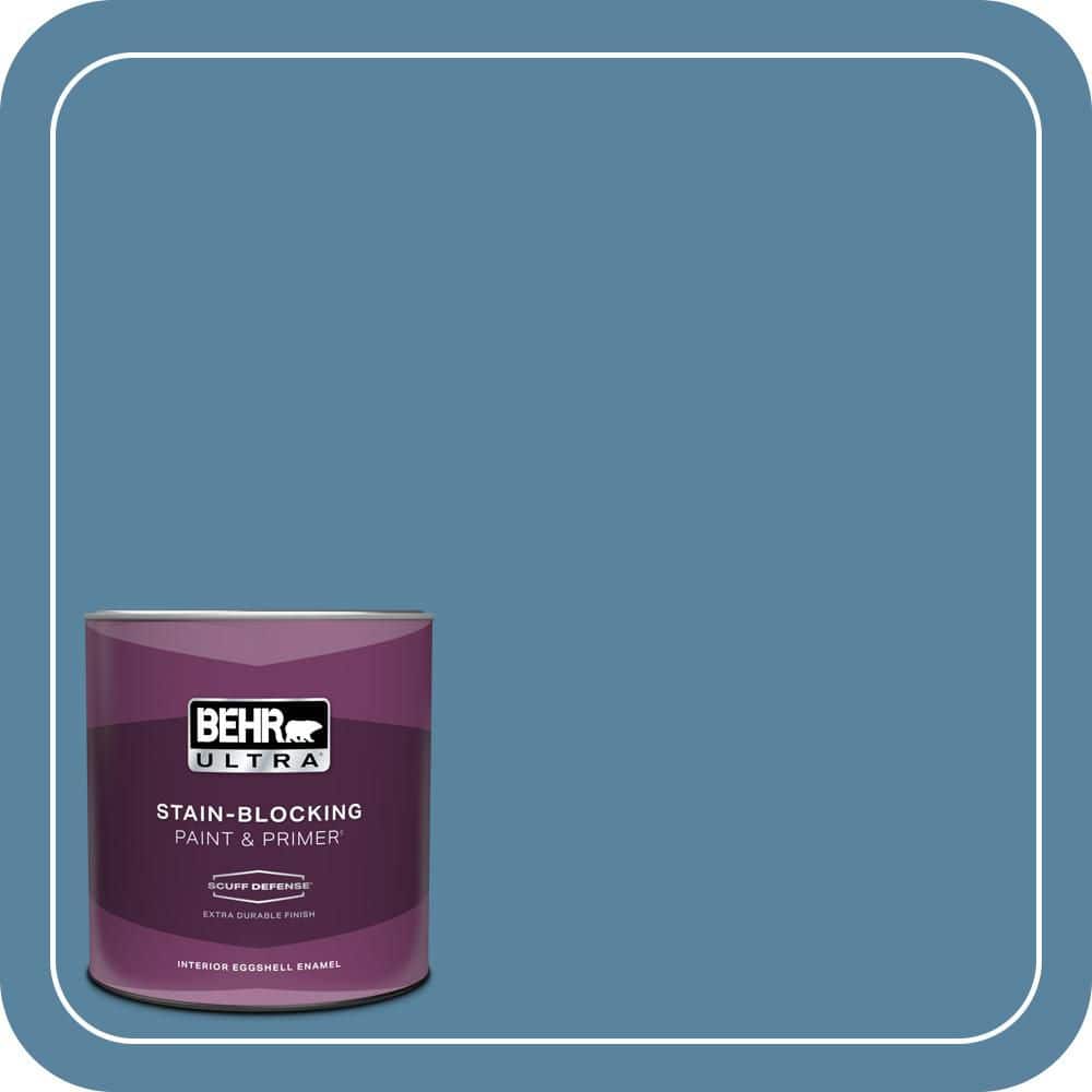 BEHR ULTRA 1 qt. #BIC-38 Honest Blue Extra Durable Eggshell Enamel ...