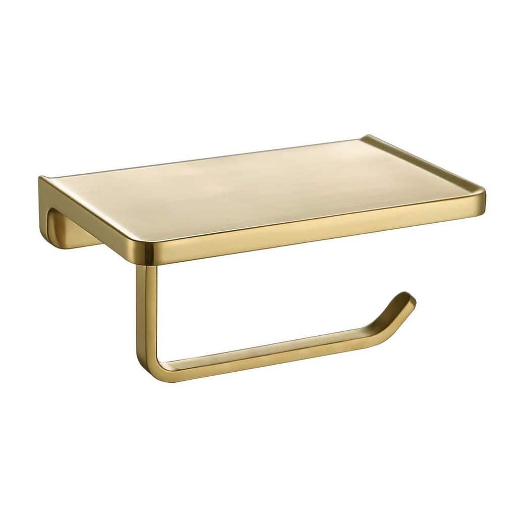 Numhew Wall-Mount Single Toilet Paper Holder in Brushed Gold, Toilet ...