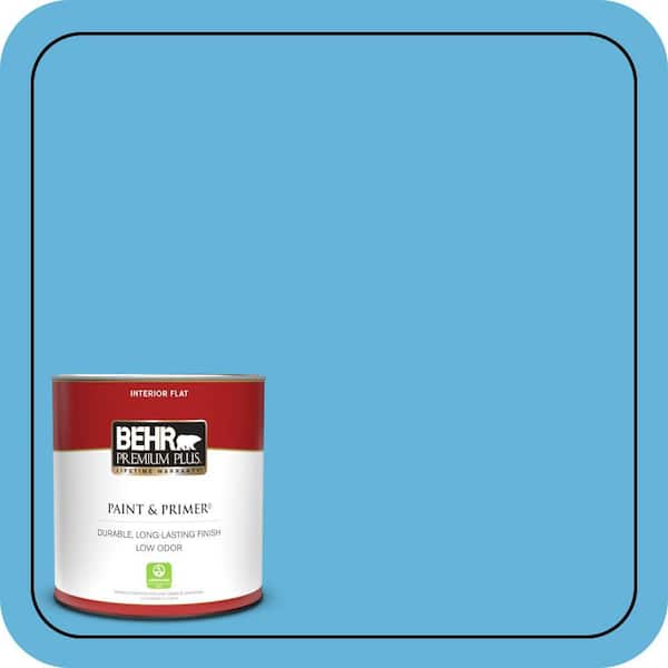 BEHR PREMIUM PLUS 1 qt. #540B-5 Riviera Blue Flat Low Odor Interior ...