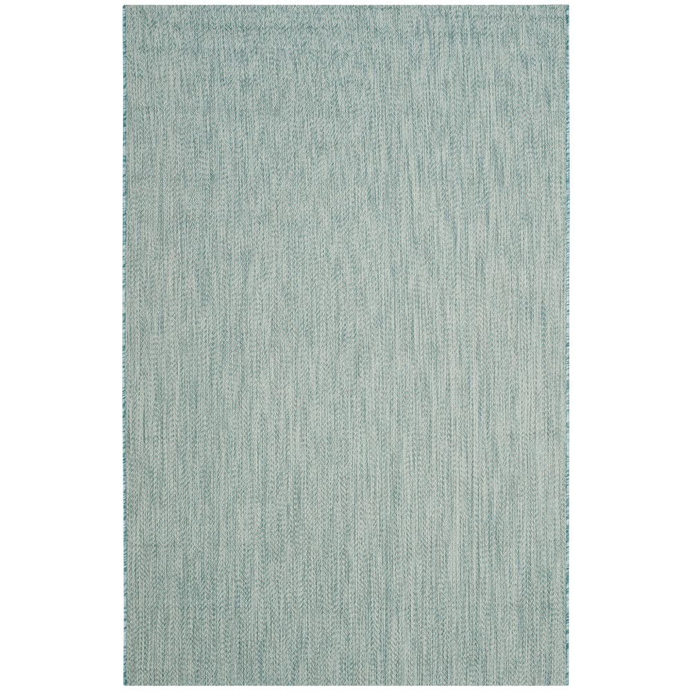 SAFAVIEH Courtyard Aqua/Gray 5 ft. x 8 ft. Solid Color Chevron Indoor ...