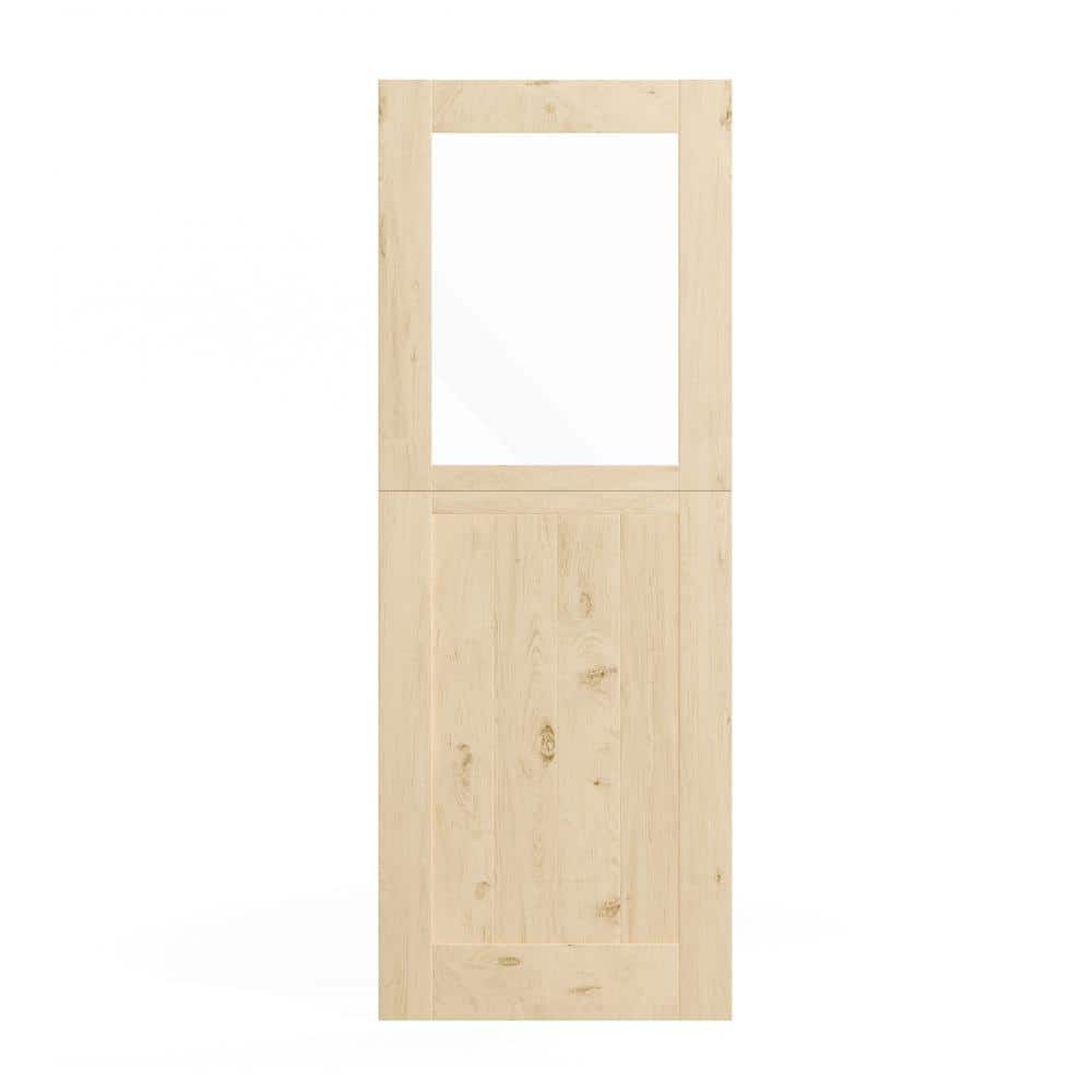 TENONER 30 in. x 80 in. Finished Interior Dutch Door, Half Clear Glass ...