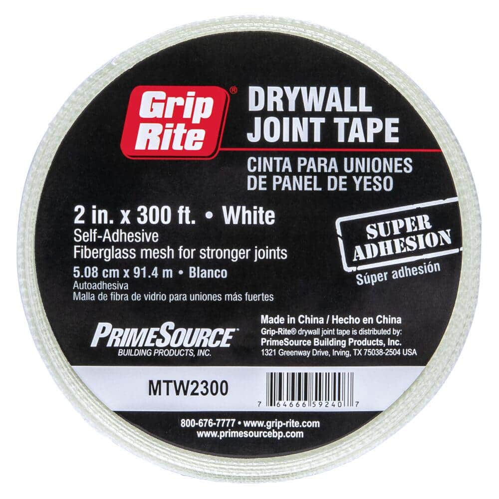 Grip-Rite 2 in. x 300 ft. White Self Adhesive Fiberglass Mesh Drywall ...