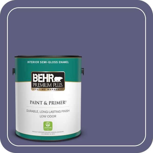 BEHR PREMIUM PLUS 1 gal. #M550-7 Strong Iris Semi-Gloss Enamel Low Odor ...
