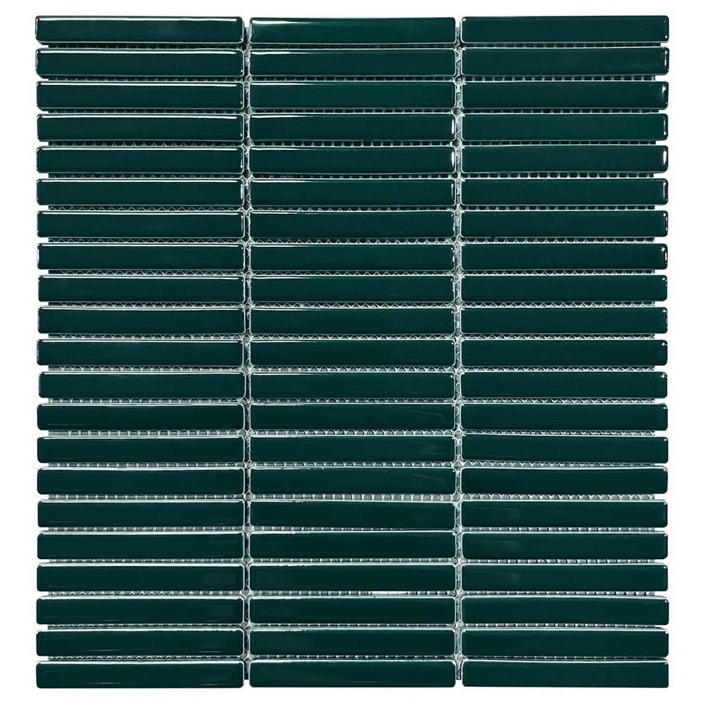 Ivy Hill Tile Motif Stacked Emerald Green 3.73 in. x 0.27 in. Glossy ...