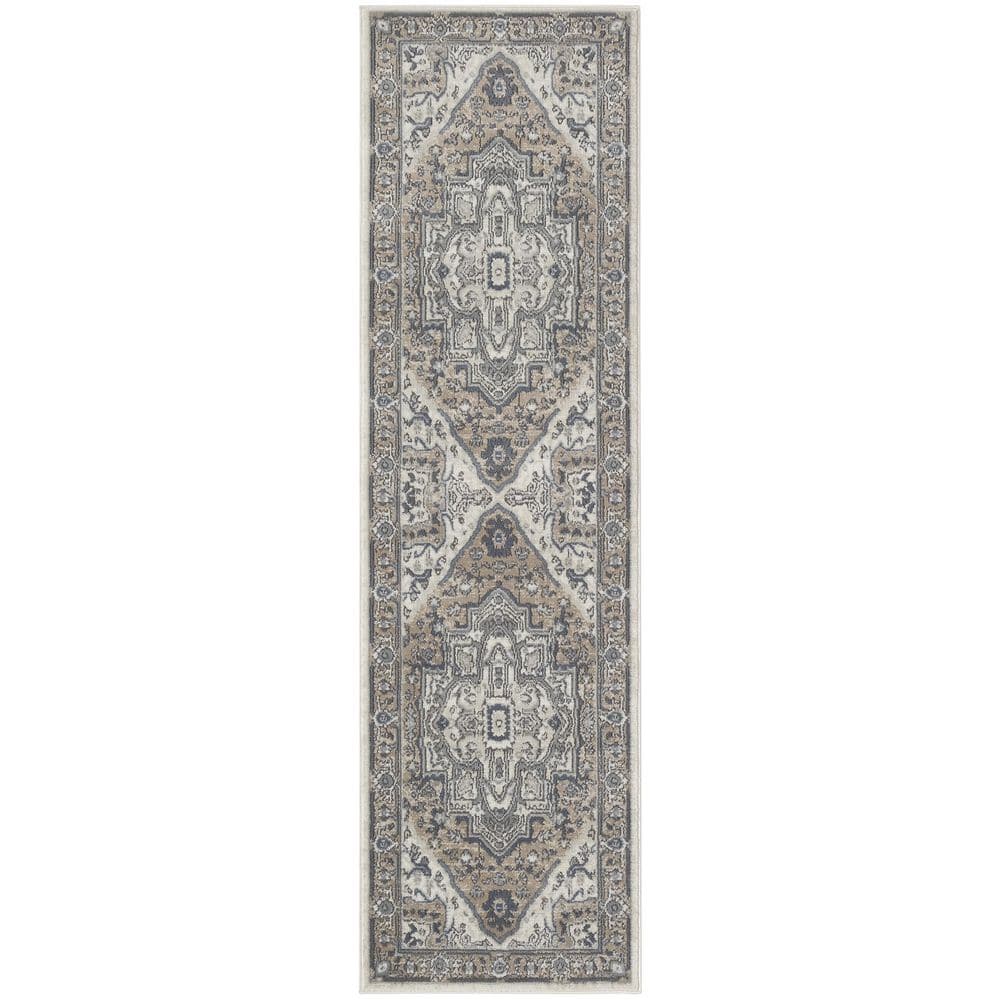 Nourison Concerto Ivory Taupe 2 ft. x 8 ft. Center medallion ...