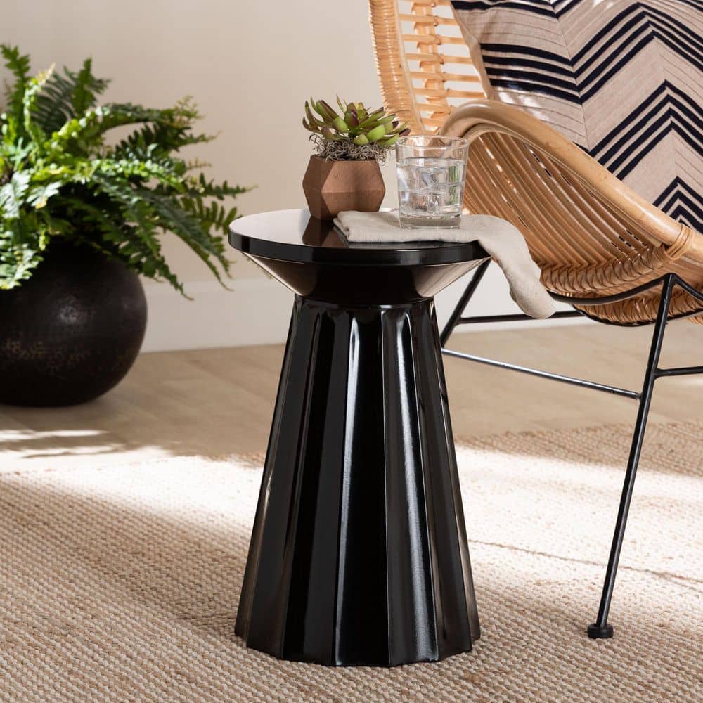 Baxton Studio Ulmer 11.8 in. Black Round Metal End Table 259-14289-HD ...