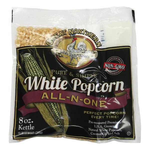 GREAT NORTHERN 8 oz. White Popcorn 5-Pack-All-in-One Packs with Kernels ...