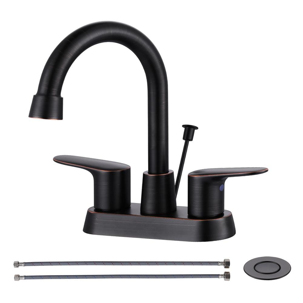 AVITAS Double Handle 4 in. Centerset High-Arc Bathroom Faucet with Lift ...