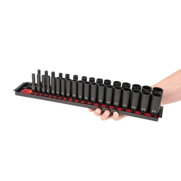TEKTON 3/8 in. Drive Deep 12-Point Impact Socket Set (34-Piece) (1/4-1 ...
