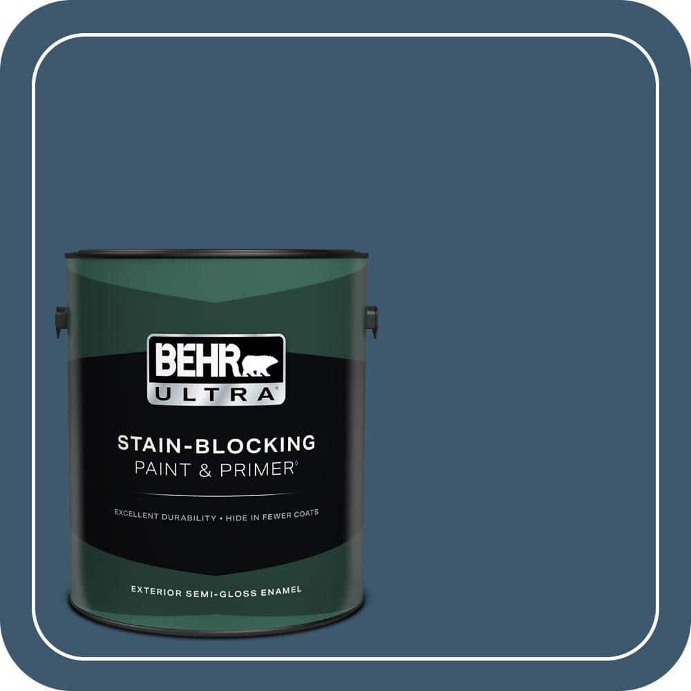 BEHR ULTRA 1 gal. #BXC-24 Atlantic Tide Semi-Gloss Enamel Exterior ...