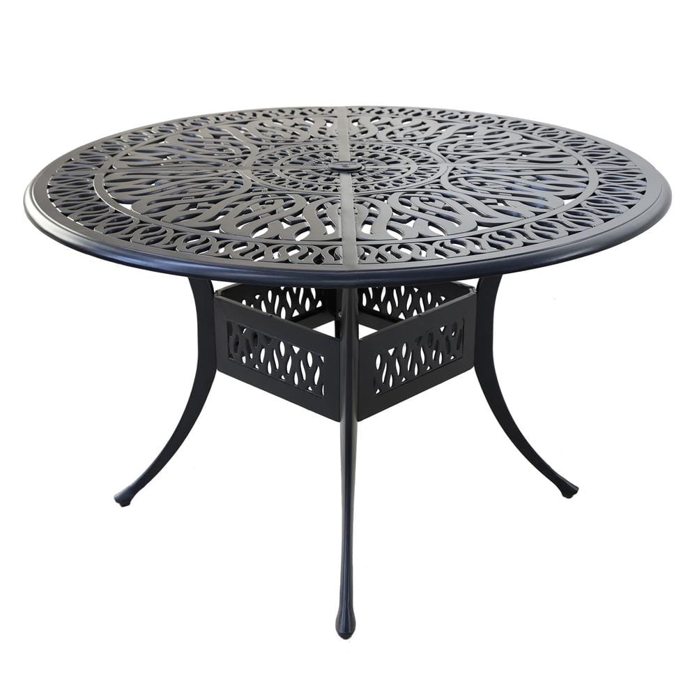GC GATHERCRAFT Geneva 48 in. Round Cast Aluminum Outdoor Dining Table ...