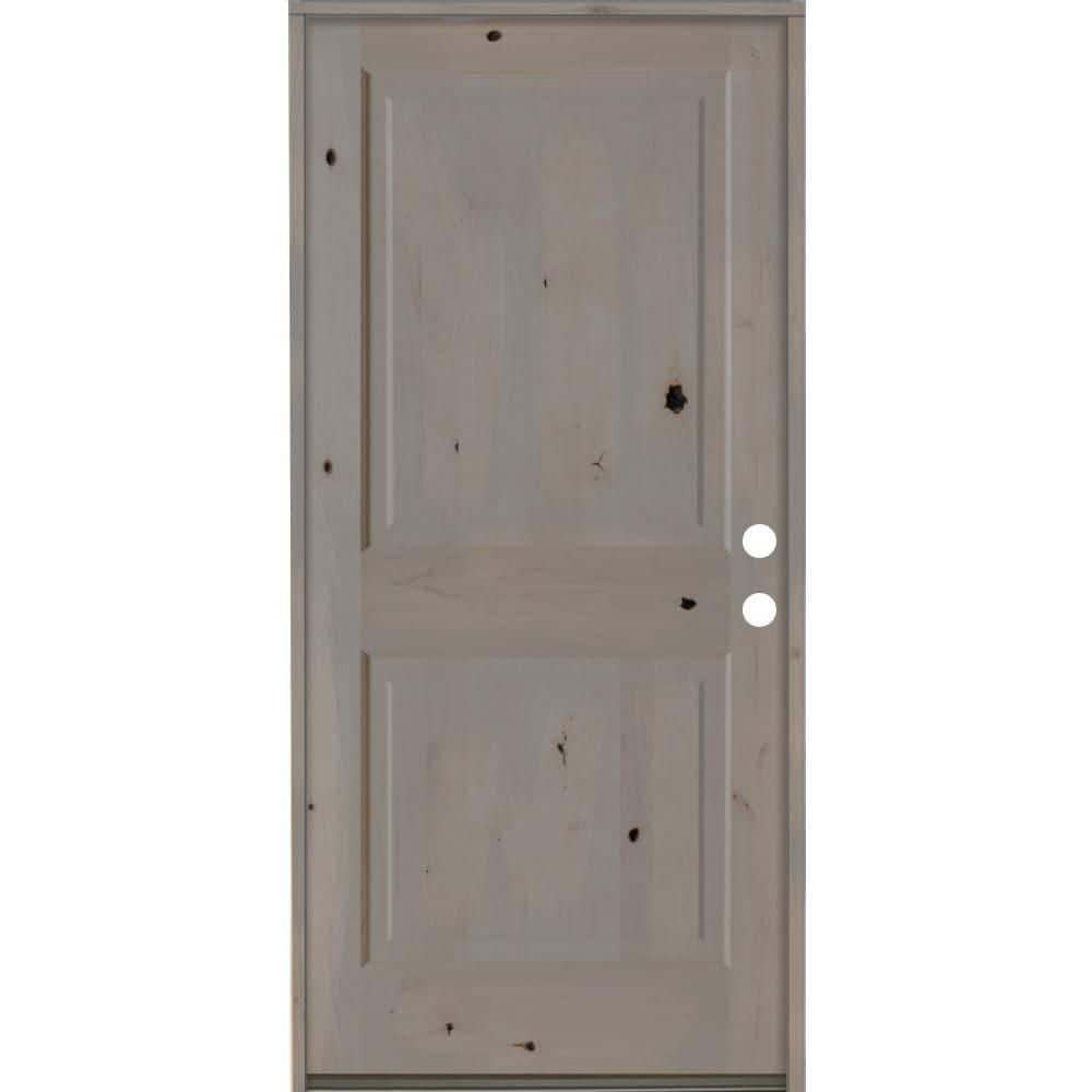 Krosswood Doors 36 in. x 80 in. Rustic Knotty Alder 2 Panel Square Top ...