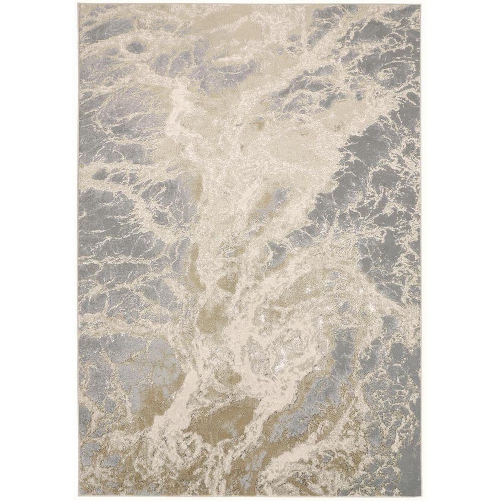 HomeRoots 2 ft. x 8 ft. Gray, Ivory Abstract Area Rug 2000512908 - The ...
