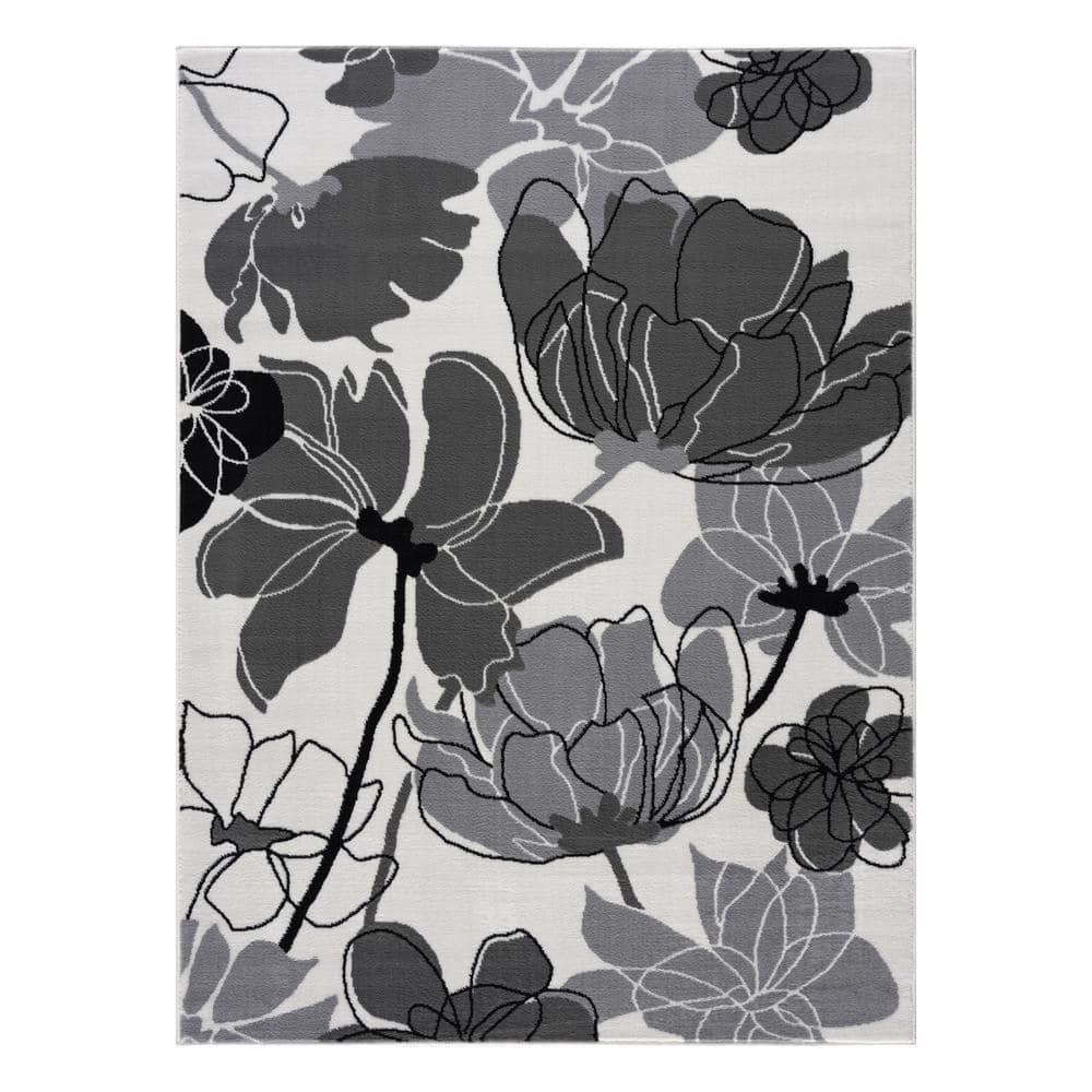 Beverly Rug 3 X 5 Cream Dark Gray Laguna Floral Indoor Area Rug HD ...