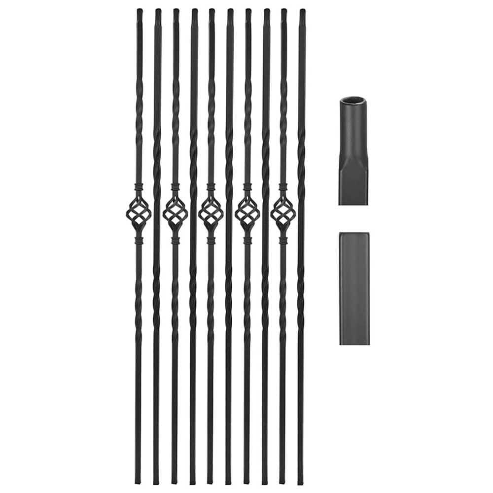 Afoxsos 44 x 1/2 Iron Balusters Single Basket Premium Twist Square ...