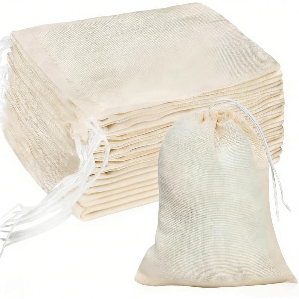 Esepony Cotton Muslin Bags with Drawstring, Reusable for Tea, Spice ...