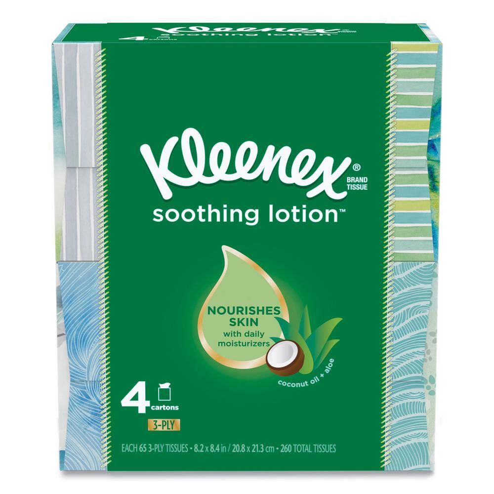 Kleenex Lotion Facial Tissue, 2-Ply, White, 65-Sheets/Box, (4-Boxes ...