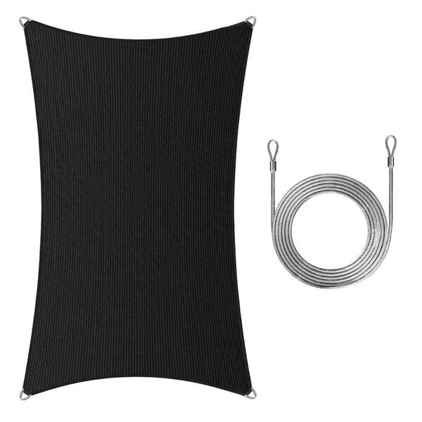 AMGO 8 ft. x 12 ft. Rectangle Pro Ring Sun Shade Sail with Rope-Black ...