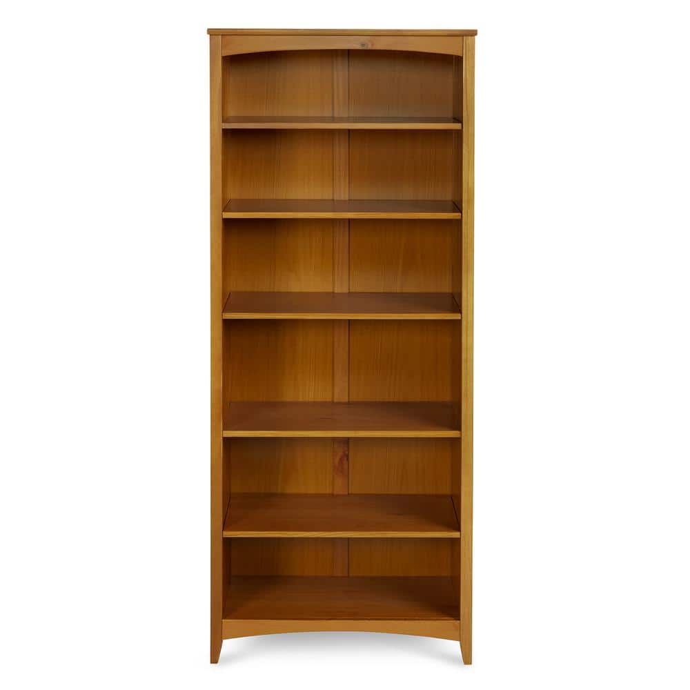 Camaflexi Shaker Style 72 in. Cherry Wood 6-shelf Standard Bookcase ...