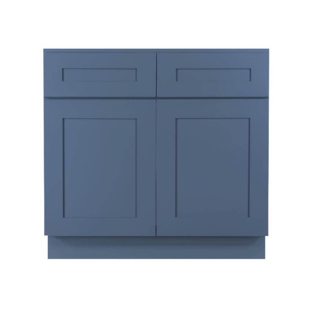 LIFEART CABINETRY Lancaster Blue Plywood Shaker Stock Assembled Sink ...